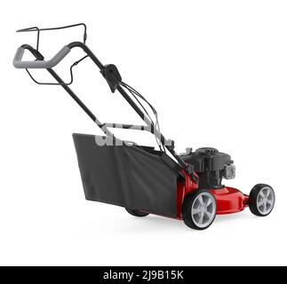 Red Lawn Mower Isolated Stock Photo - Alamy