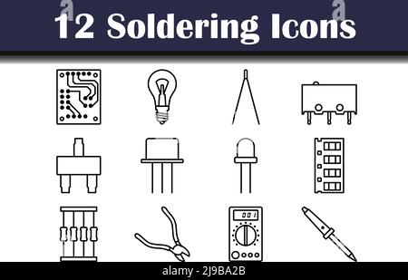 Soldering Icon Set. Bold outline design with editable stroke width ...