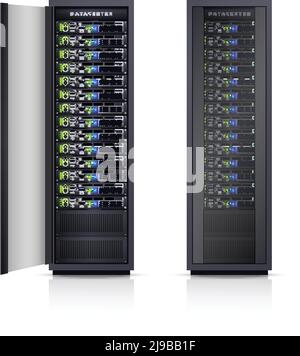 Two black adjustable computer server racks enclosures boxes design ...
