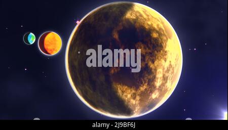 All planets of the solar system; Mercury, Venus, Earth, Mars, Jupiter ...