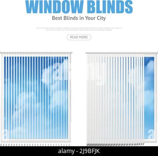 Realistic window blinds set with two isolated front views of window ...
