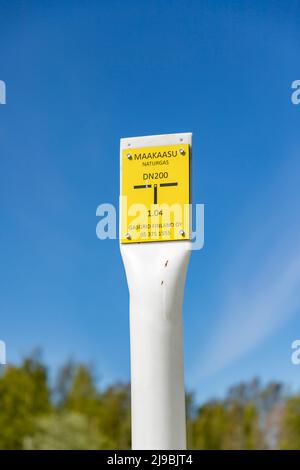 Gasgrid Finland natural gas pipeline signpost and marker sign in ...