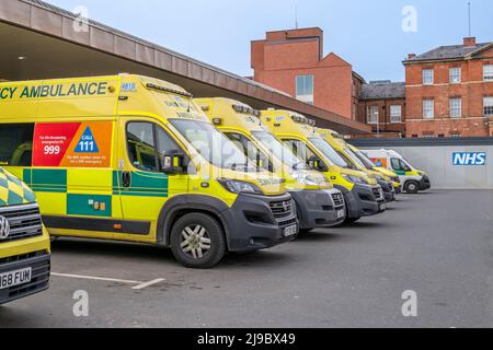 A row of Ambulances ready to be dispatched Stock Photo - Alamy