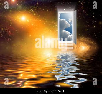 Opening. Open door to another world Stock Photo - Alamy