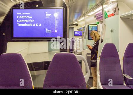 Heathrow Terminal 5 ads appears on the LED screen on board Heathrow ...