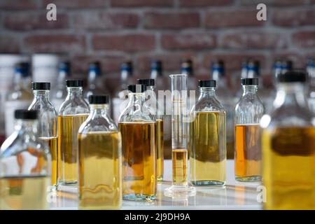 whisky blending measure and sampling bottles on display Stock Photo - Alamy