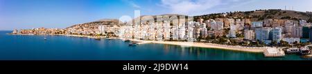 Aerial view of the resort town of Saranda Stock Photo - Alamy