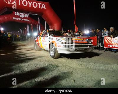 Car racing at the starting line and promotional Super Prime of the ...