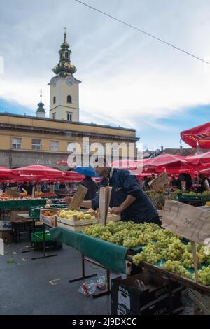 Zagreb, Croatia. Dolac open-air market. Dolac is the largest and most ...