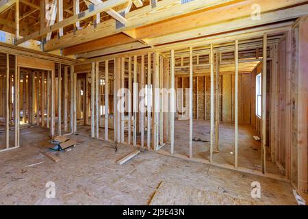 Timber frame house stick built home under construction new build with ...