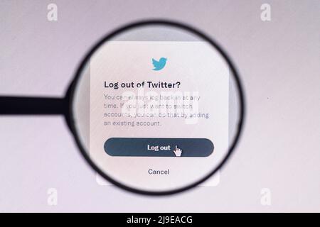 In this photo illustration, the Twitter log out page seen on a computer ...