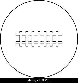 Rail rails Railroad Railway Train track contour outline line icon black color vector ...