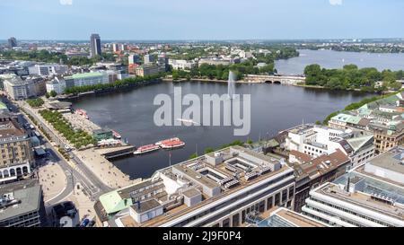 Germany, Hamburg, Germany, Hamburg, Inner Alster Lake at sunset Stock ...