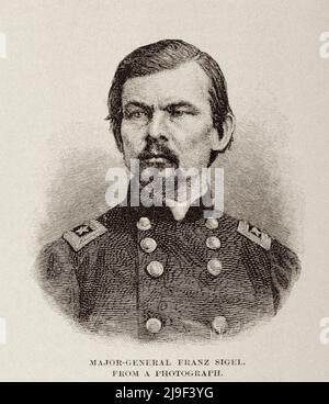 A portrait of Major General Franz Sigel, a prominent German-American ...