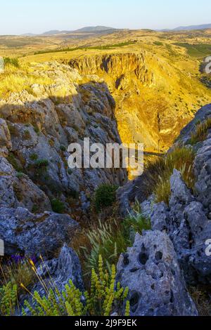Landscape of countryside and the horns of hattin, in Mount Arbel ...
