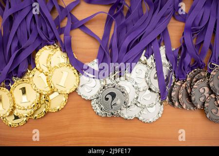 Medals for winners. Badge of distinction for sporting achievements ...