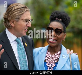 London, UK. Baroness Floella Benjamin, husband Keith Taylor. A statue ...