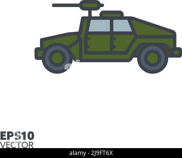 High mobility multipurpose wheeled vector line icon. Military Humvee ...