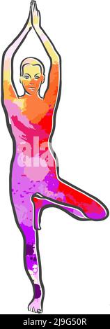 person standing in yoga tree position vector illustration EPS10 Stock ...