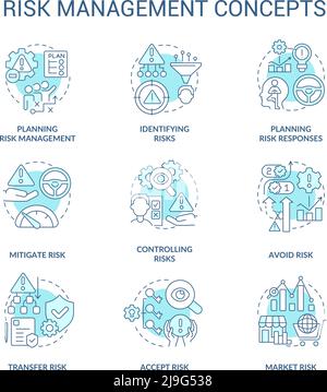 Market assessment linear icons set. Competition, Demand, Trends ...