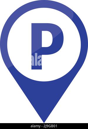 Parking sign map pin. Parking lot location information. Editable vector ...