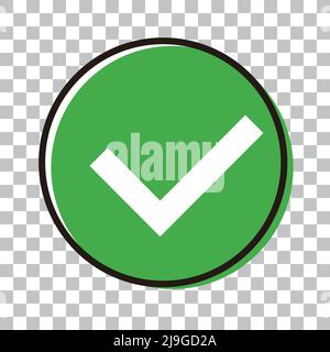 stylish green tick check mark in stamp seal shape isolated on white ...