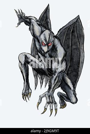 the mothman leaping toward the viewer illustration Stock Photo - Alamy