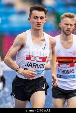 Daniel Jarvis competing in the men’s 3000m steeplechase race at the ...