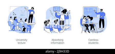 Acquire knowledge isolated cartoon vector illustrations set. University ...