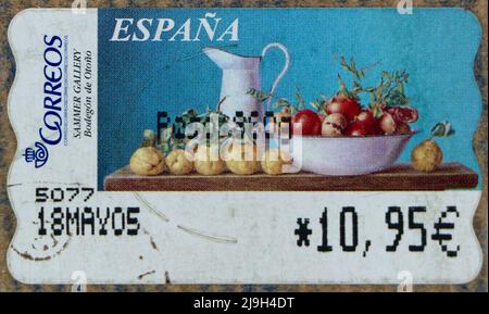 Photo of a Spanish machine printed ATM postage stamp featuring a ...