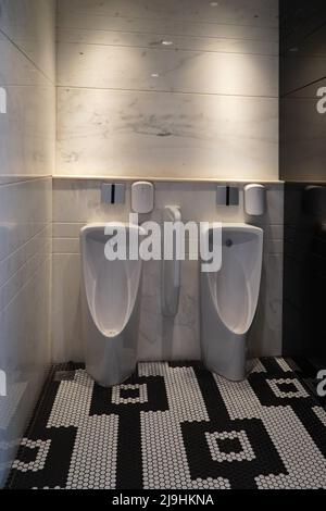 Tangerang, Indonesia. Interior male Toilet restroom. Modern concept ...