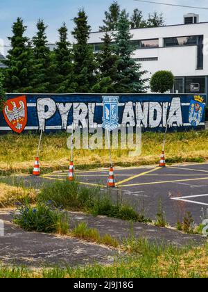 Poznan, Poland - June 2021: Mural street art painting on whole wall of ...