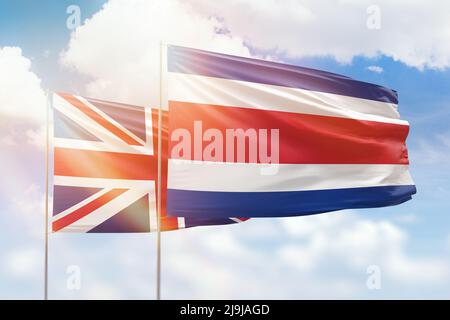 Costa Rica and United Kingdom flags. 3D Waving flag design. Costa Rica ...