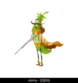 Cartoon green pea sheriff character, vector bean pod cowboy or ranger ...