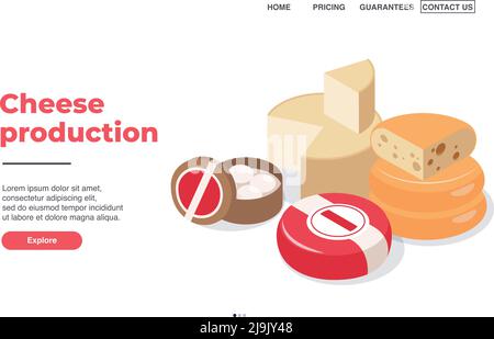 Cheese production isometric infographics layout with eleven phases of ...
