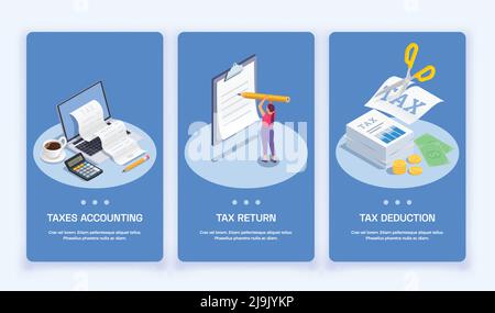 Tax isometric vertical banners set with internal revenue service ...