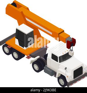 Modular frame building isometric composition with set of trucks with ...
