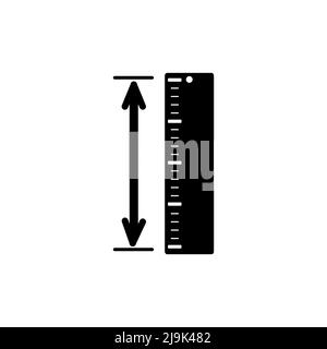 The measuring height and length icon. Ruler, straightedge, scale symbol ...