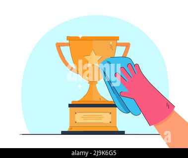 Hand in glove polishing shiny gold cup Stock Vector Image & Art - Alamy