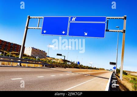 Blank motorway road sign board, empty signs, UK Stock Photo - Alamy