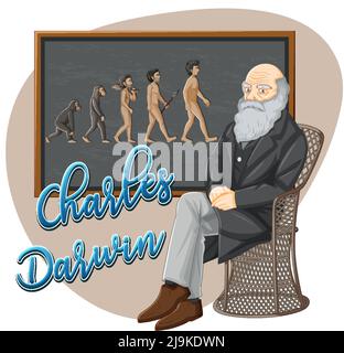 Charles Darwin cartoon character. Vector Illustration. Kids History ...