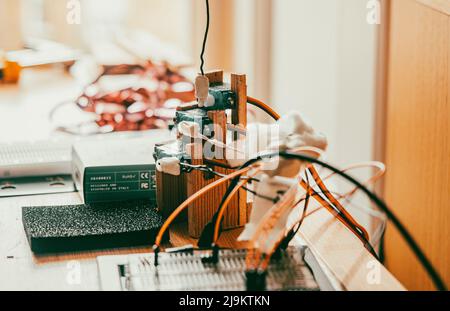 Close up of a homemade electronics project circuit and wiring Stock ...