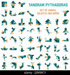 Tangram Pythagoras puzzle. Vector set with various objects Stock Vector Image & Art - Alamy