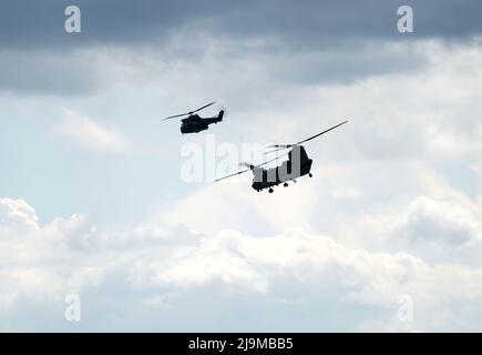 An RAF Puma take-off to return to base after aircraft from the Royal ...
