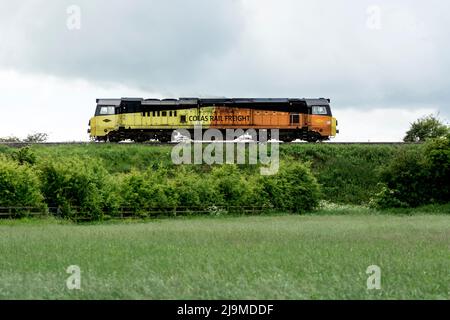 Colas Rail class 70 diesel locomotive No. 70803 pulling a Network Rail ...
