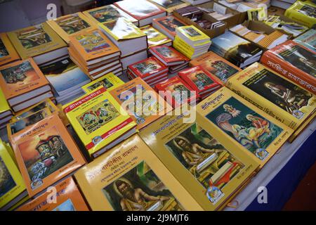 Hindu religious books inside the Gita Press pavilion at the 45th ...