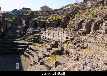 Odeon small amphitheatre in the ruined Roman city of Pompeii at Pompei ...