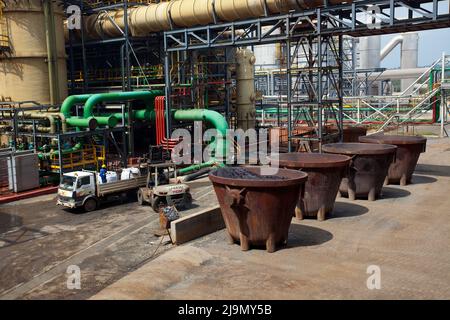 Slag Pots in a Row: Kansanshi Stock Photo - Alamy