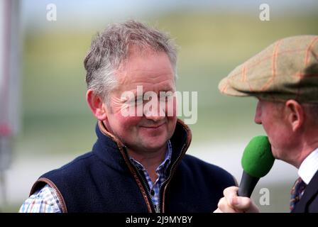 Trainer Gary Hanmer is interviewed after Daranova ridden by jockey ...