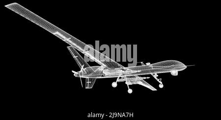 Unmanned Aerial Vehicle (UAV) , body structure, wire model Stock Photo ...